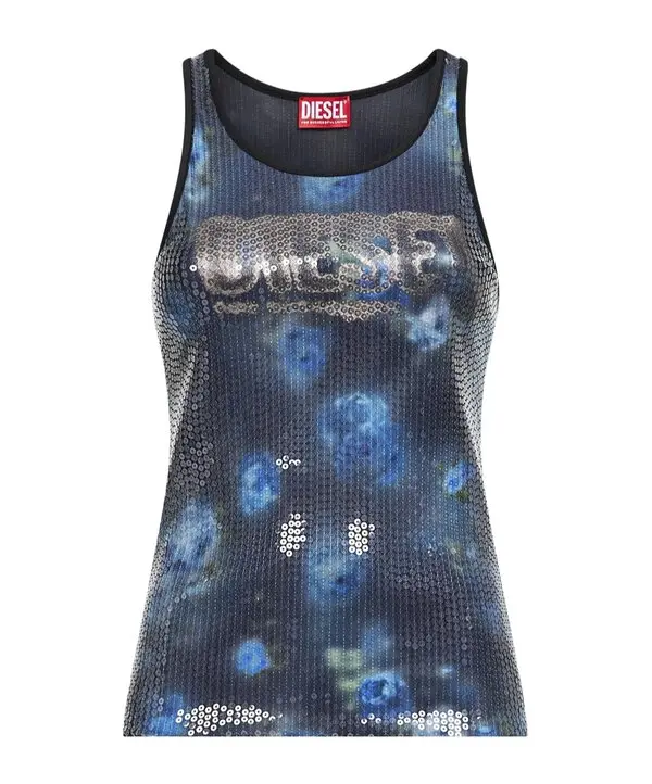 DIESEL® T-unky Top With All-over Sequins And Floral Print