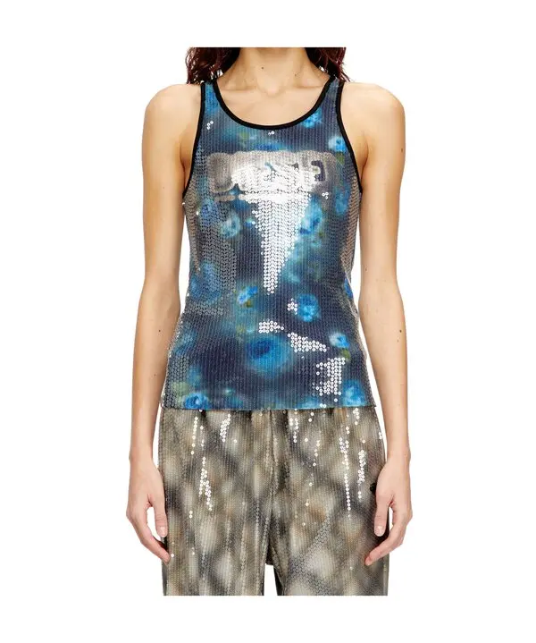 DIESEL® T-unky Top With All-over Sequins And Floral Print