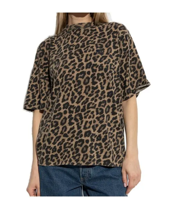 ANINE BING Leopard Print Oversized T-shirt - Black