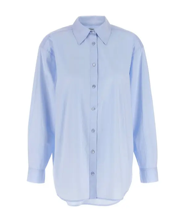 TOTEME Cotton Shirt With Lapel Collar And Button Closure - Blue