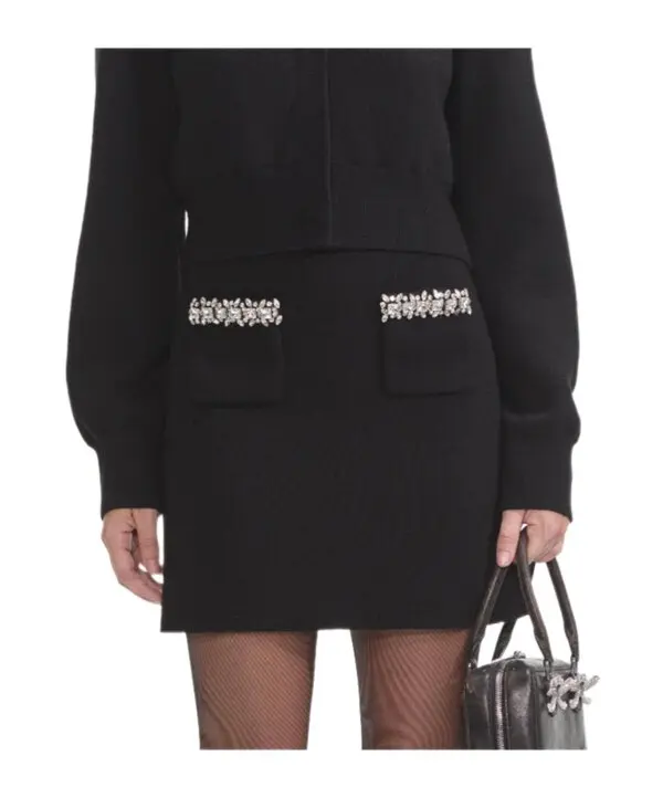 SELF-PORTRAIT Embellished Knit Mini Skirt