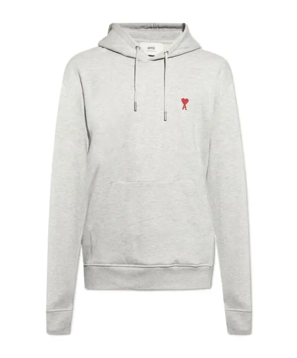 AMI Paris De Coeur Drawstring Hoodie - White