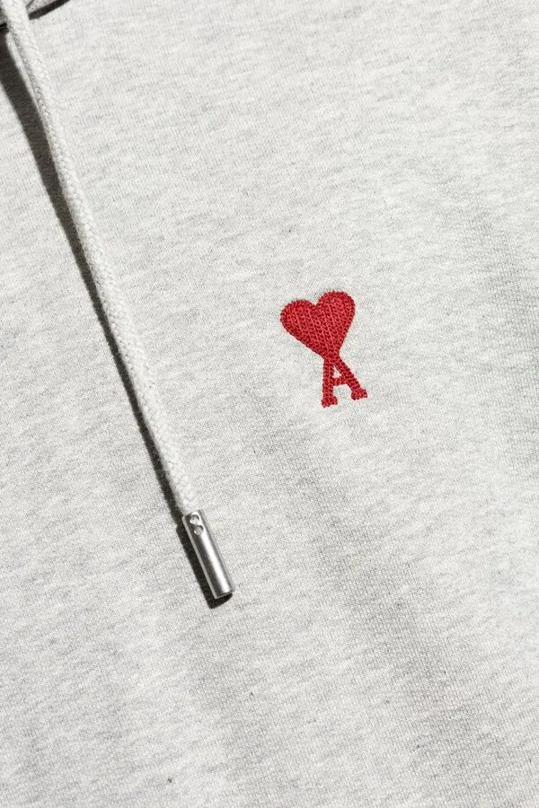 AMI Paris De Coeur Drawstring Hoodie - White