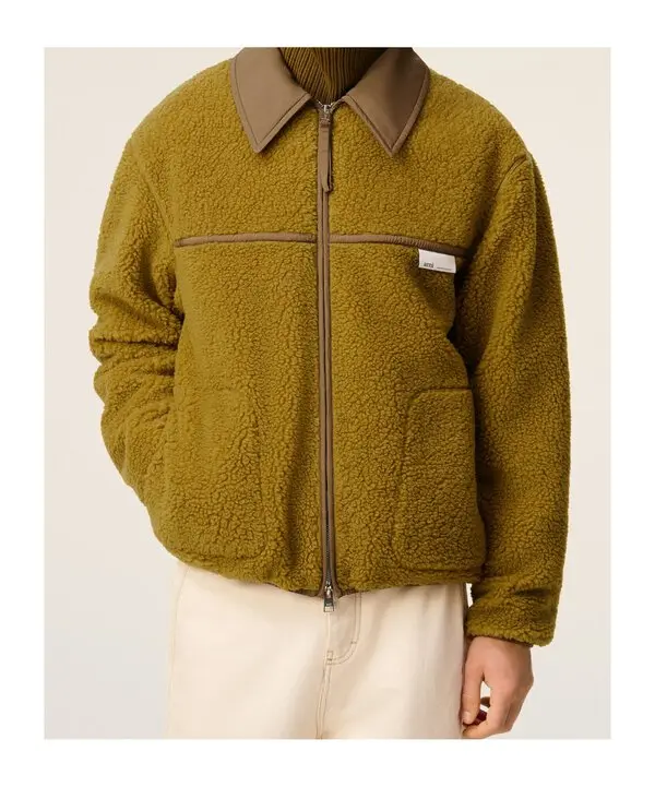 AMI Paris Fleece Zip Up Jacket - 374
