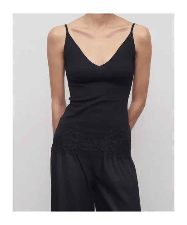 THE ROW Sleeveless V-neck Lace Trim Camisole