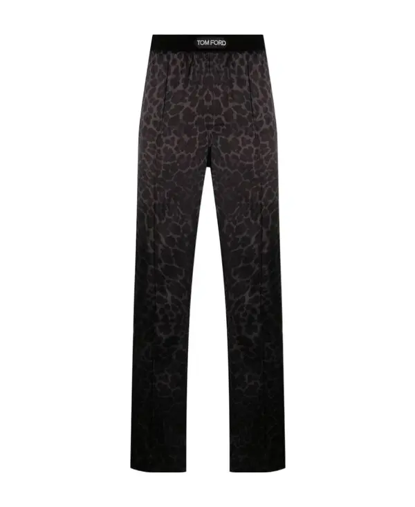 TOM FORD Leopard-printed Stretched Pajama Trousers - Black