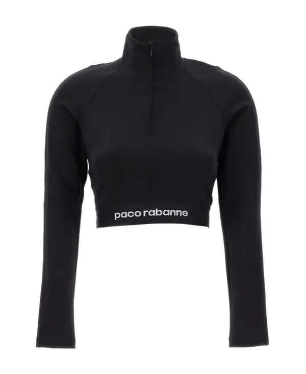 Rabanne Cropped Zip-up High Neck Top