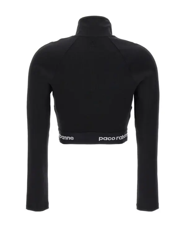 Rabanne Cropped Zip-up High Neck Top