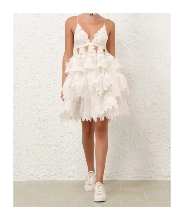 Zimmermann Crush Tiered Lace Dress - Ivory