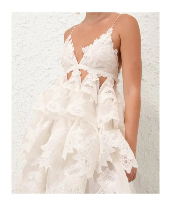 Zimmermann Crush Tiered Lace Dress - Ivory