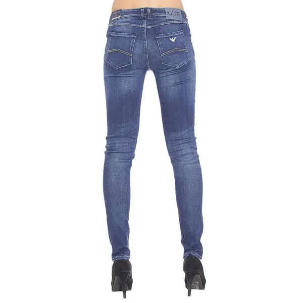Emporio Armani Logo Detailed Denim Jeans - Blue