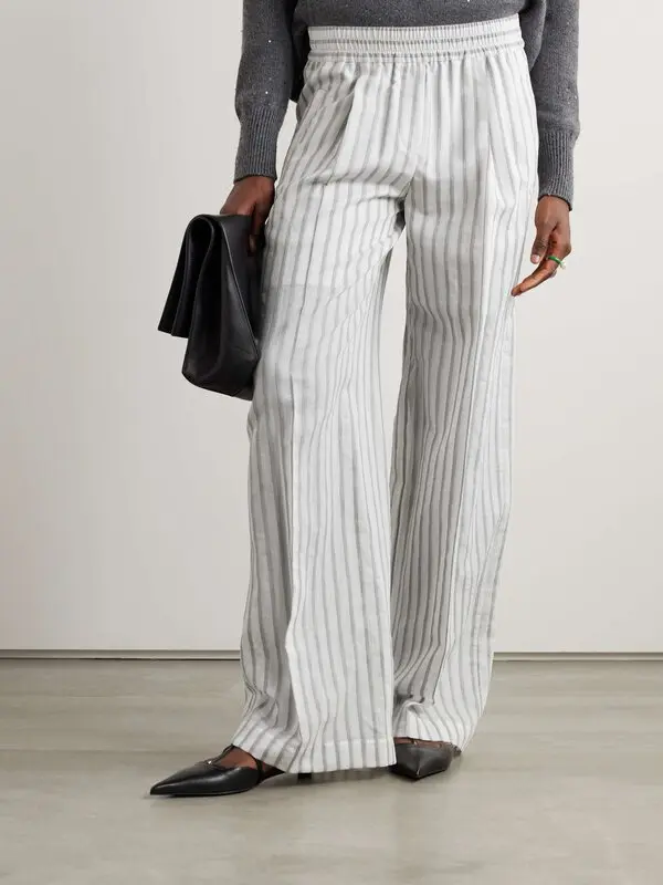 Brunello Cucinelli Striped Wide-leg Trousers