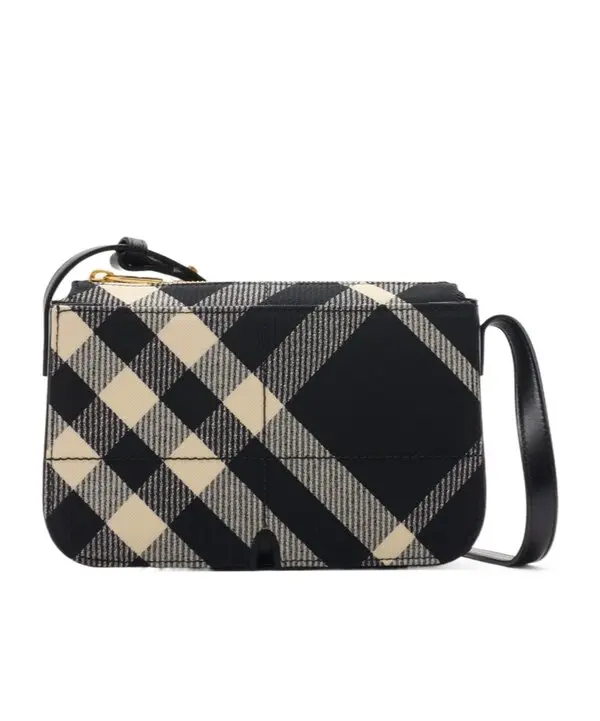 Burberry Snip Checked Crossbody Bag - Black