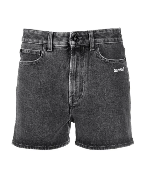 Off-White Logo Printed Denim Shorts