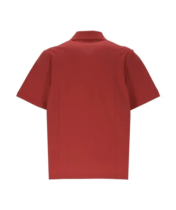 LANVIN Logo Embroidered Short Sleeved Polo Shirt - Red