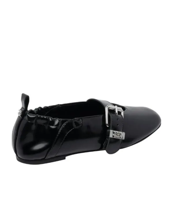GANNI Buckled Flat Leather Shoes