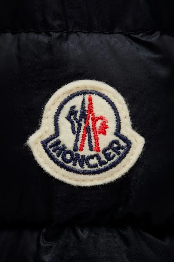 Moncler Odile Hooded Down Jacket With Ruffled Hem - Midnight Blue
