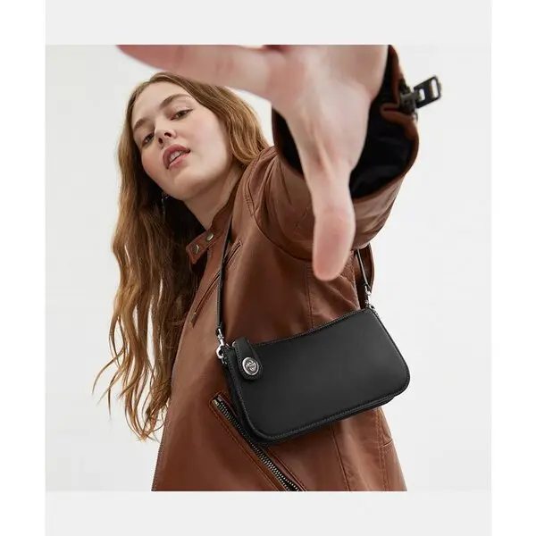 COACH Leather Mini Shoulder Bag With Logo Detail