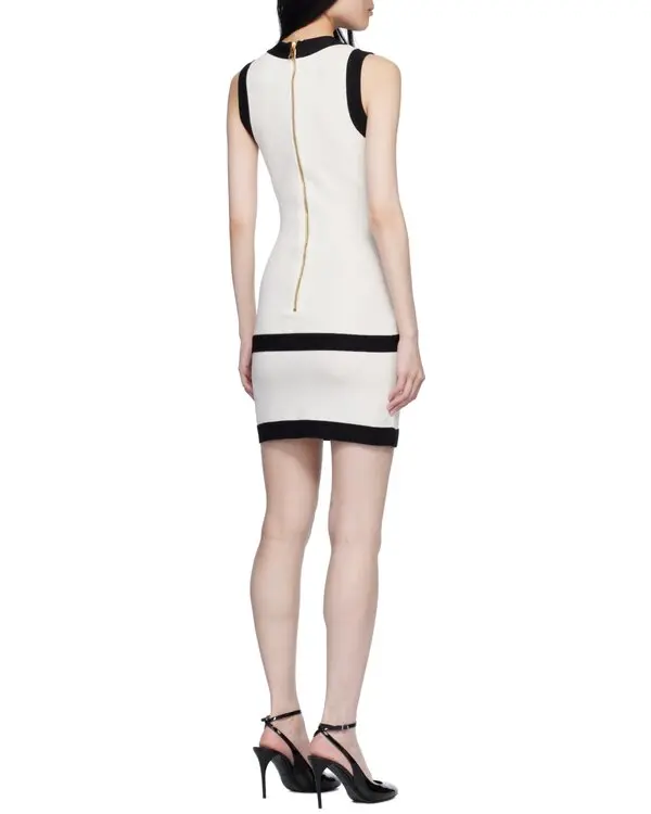Balmain Two-tone Knit Dress With Gold Hardware