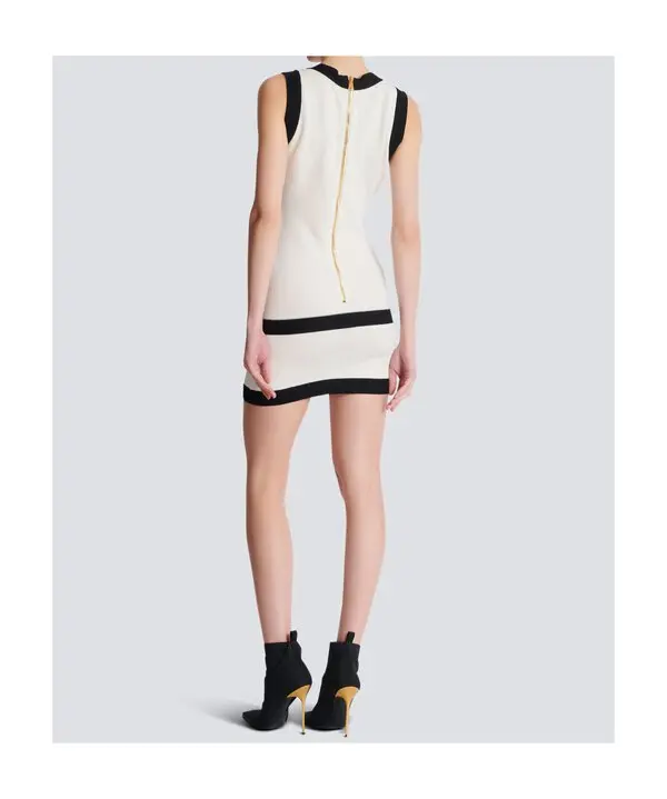 Balmain Two-tone Knit Dress With Gold Hardware