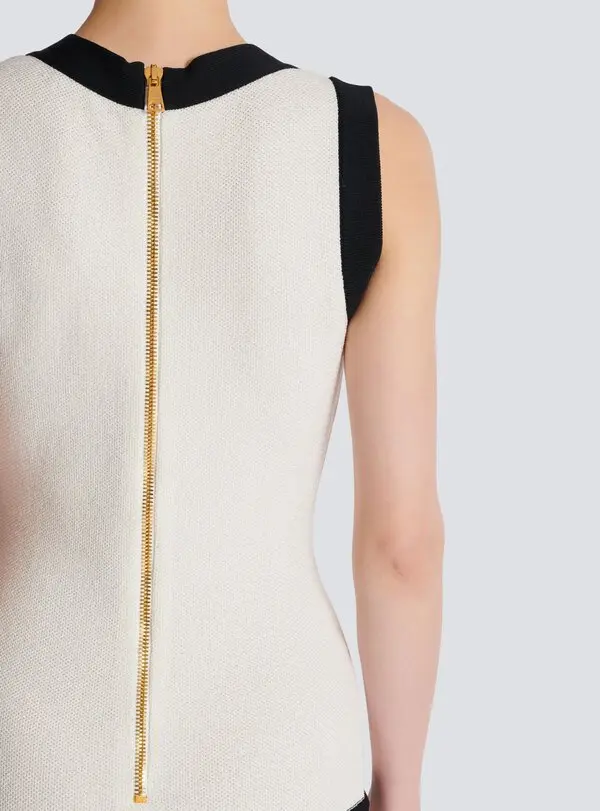 Balmain Two-tone Knit Dress With Gold Hardware