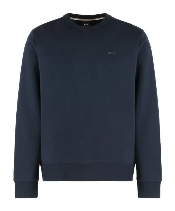 Hugo Boss Crewneck Sweatshirt With Embroidered Logo - Dark Blue