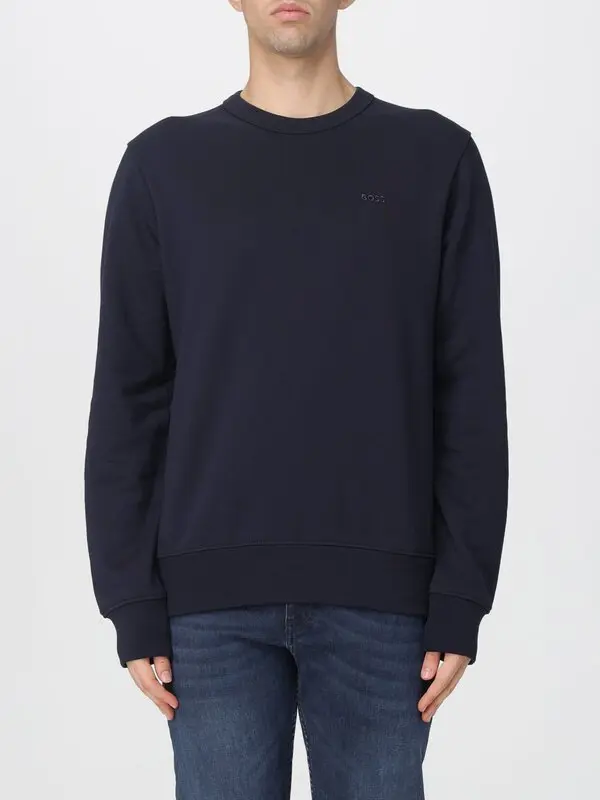 Hugo Boss Crewneck Sweatshirt With Embroidered Logo - Dark Blue