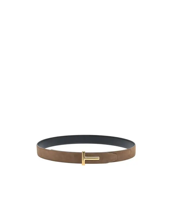TOM FORD T Buckle Leather Belt - Grenn