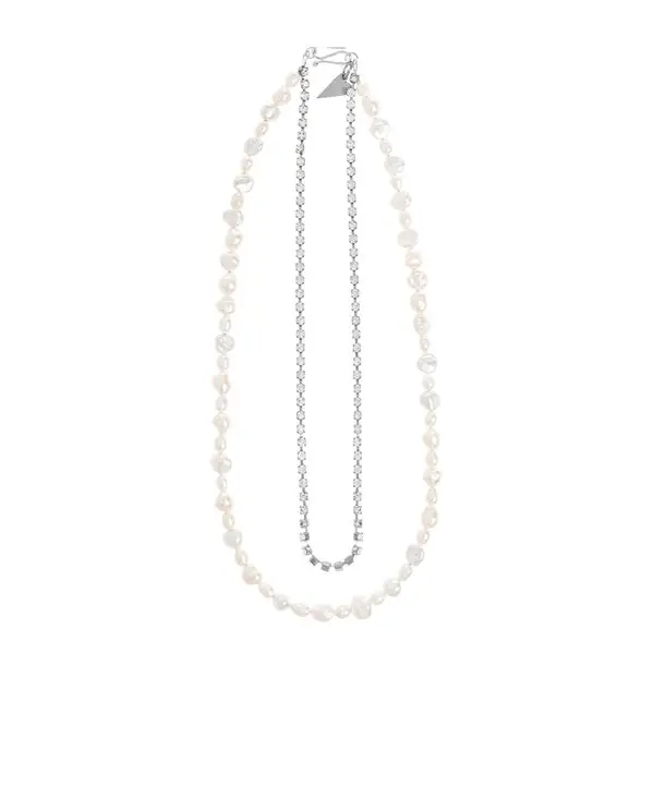FORTE_FORTE Pearl And Crystal Layered Necklace - White