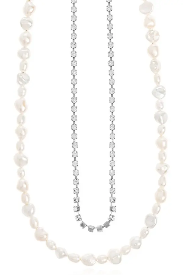 FORTE_FORTE Pearl And Crystal Layered Necklace - White