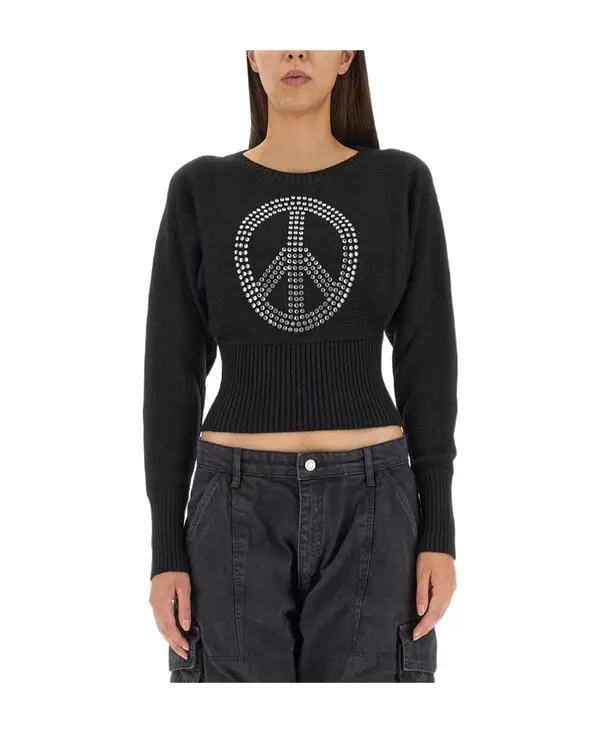 Moschino Embellished Peace Symbol Sweater - Black