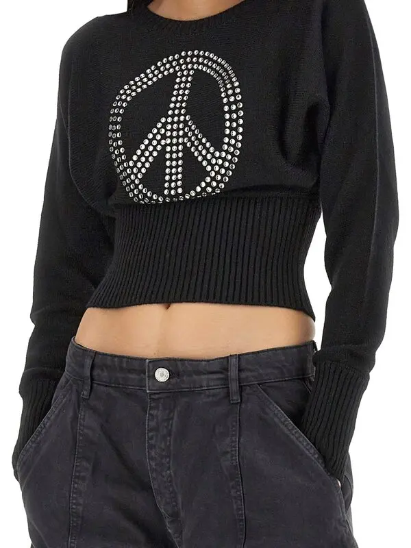 Moschino Embellished Peace Symbol Sweater - Black