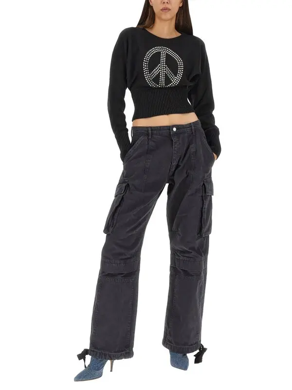 Moschino Embellished Peace Symbol Sweater - Black
