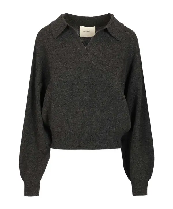LISA YANG Katriel Polo Knitted Sweater - Grey