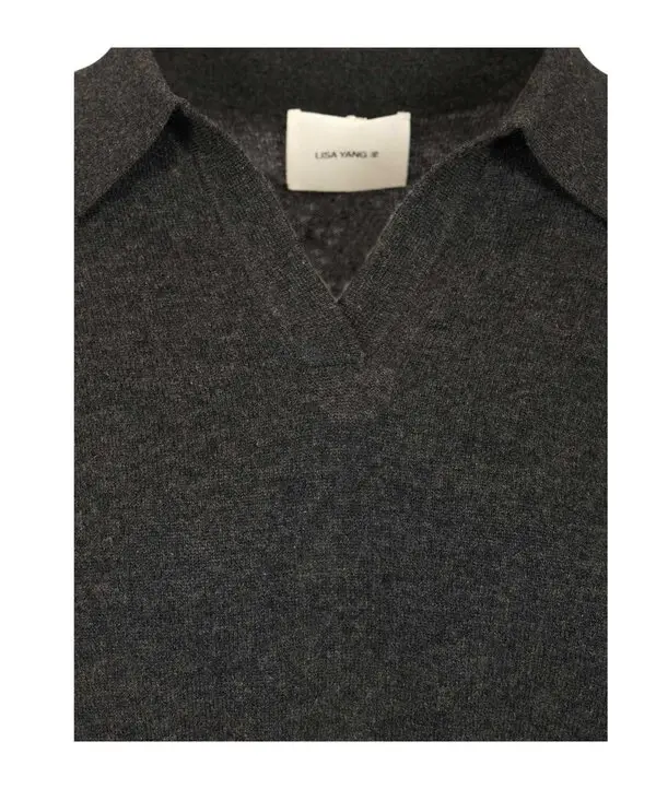 LISA YANG Katriel Polo Knitted Sweater - Grey