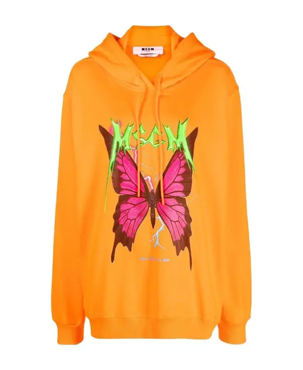 MSGM Graphic Print Cotton Hoodie