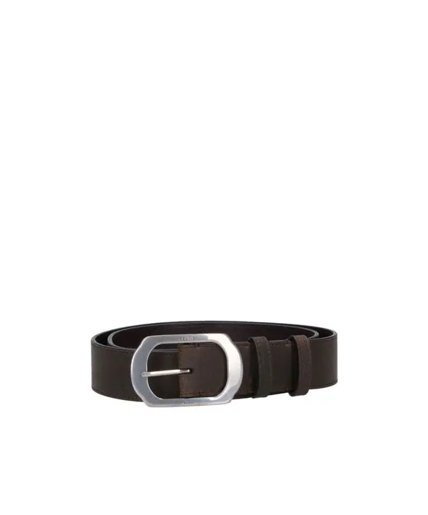 Celine 35mm Suede Calfskin Belt With Waxed Effect - Black
