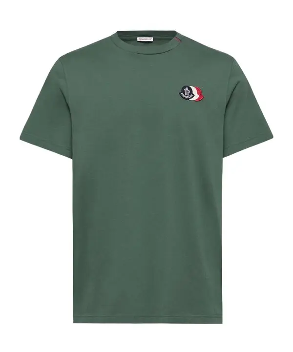 Moncler Embroidered Tricolor Logo Cotton T-shirt - Leaf Green