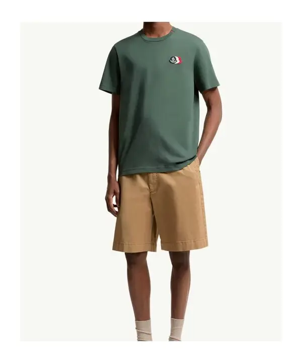 Moncler Embroidered Tricolor Logo Cotton T-shirt - Leaf Green