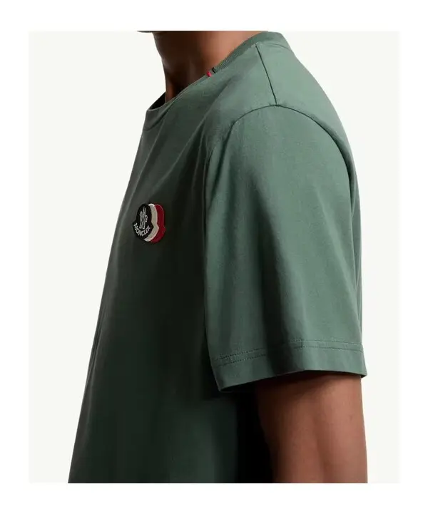 Moncler Embroidered Tricolor Logo Cotton T-shirt - Leaf Green