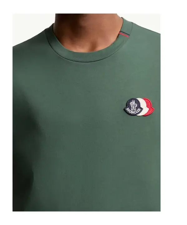 Moncler Embroidered Tricolor Logo Cotton T-shirt - Leaf Green