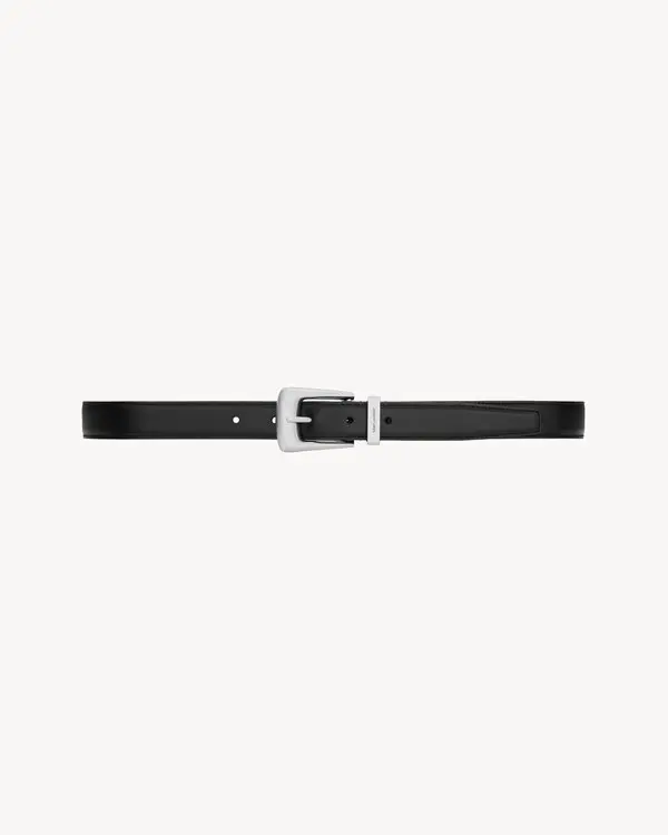 Saint Laurent Folk Belt In Smooth Leather - Black