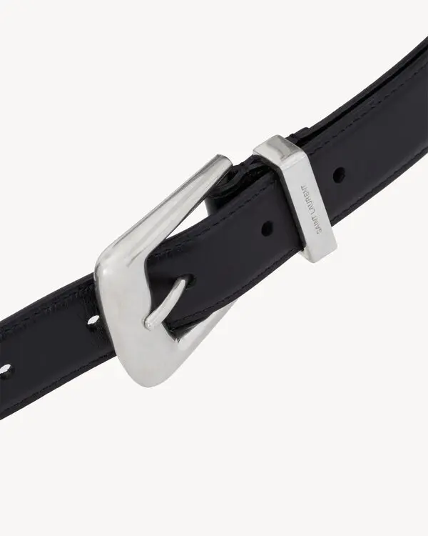 Saint Laurent Folk Belt In Smooth Leather - Black