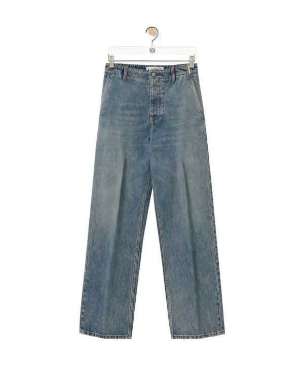 Loewe Wide Leg Jeans In Denim - Washed Denim