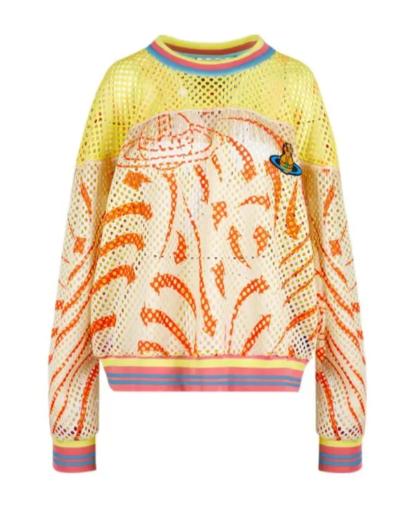 VIVIENNE WESTWOOD Mesh Sweatshirt With Graphic Print - Nude