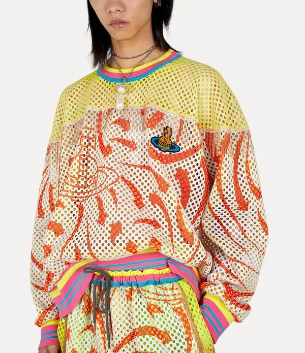 VIVIENNE WESTWOOD Mesh Sweatshirt With Graphic Print - Nude