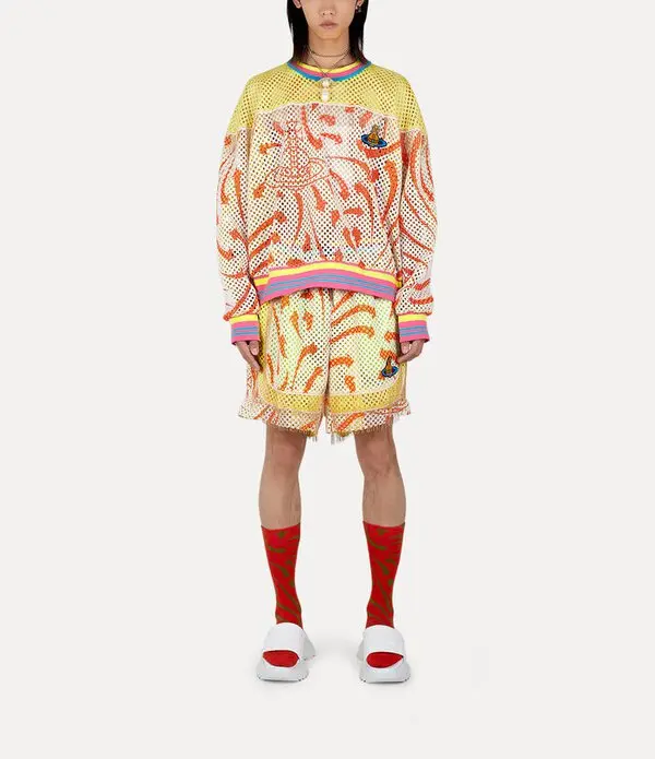 VIVIENNE WESTWOOD Mesh Sweatshirt With Graphic Print - Nude