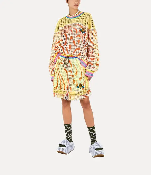 VIVIENNE WESTWOOD Mesh Sweatshirt With Graphic Print - Nude