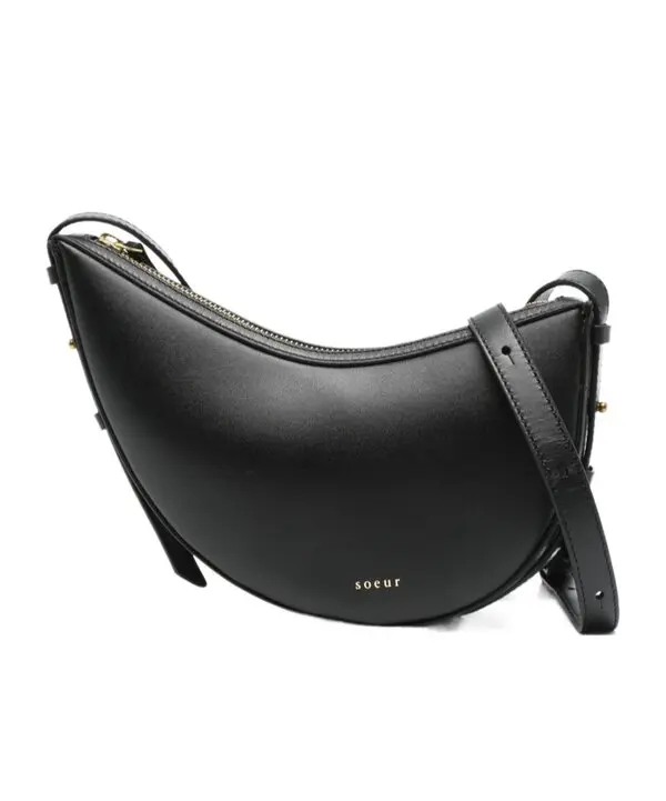 Soeur Zipper Shoulder Bag - Black