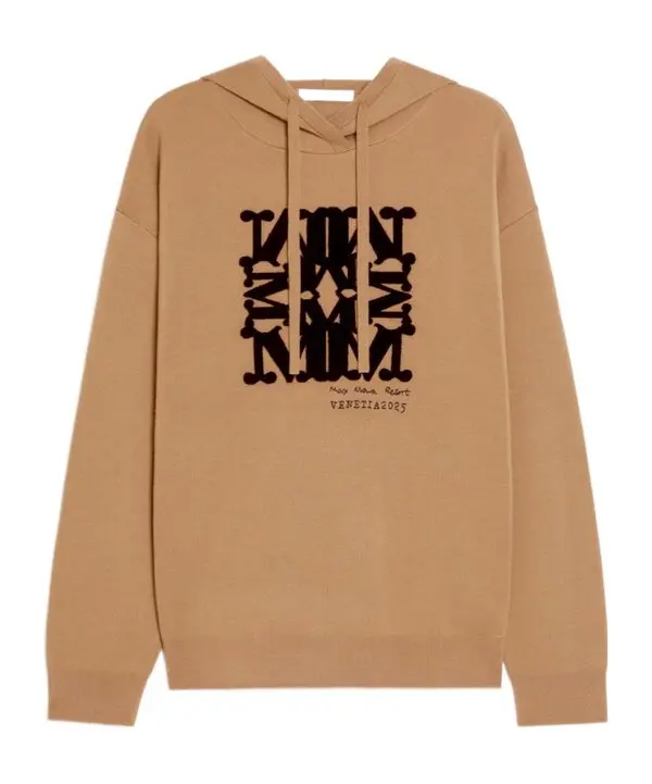 Max Mara Maxmaragram" Jacquard Wool Hoodie - Camel